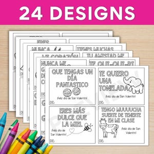 Spanish Valentine's Day Printable Cards, Valentine Coloring Cards ...