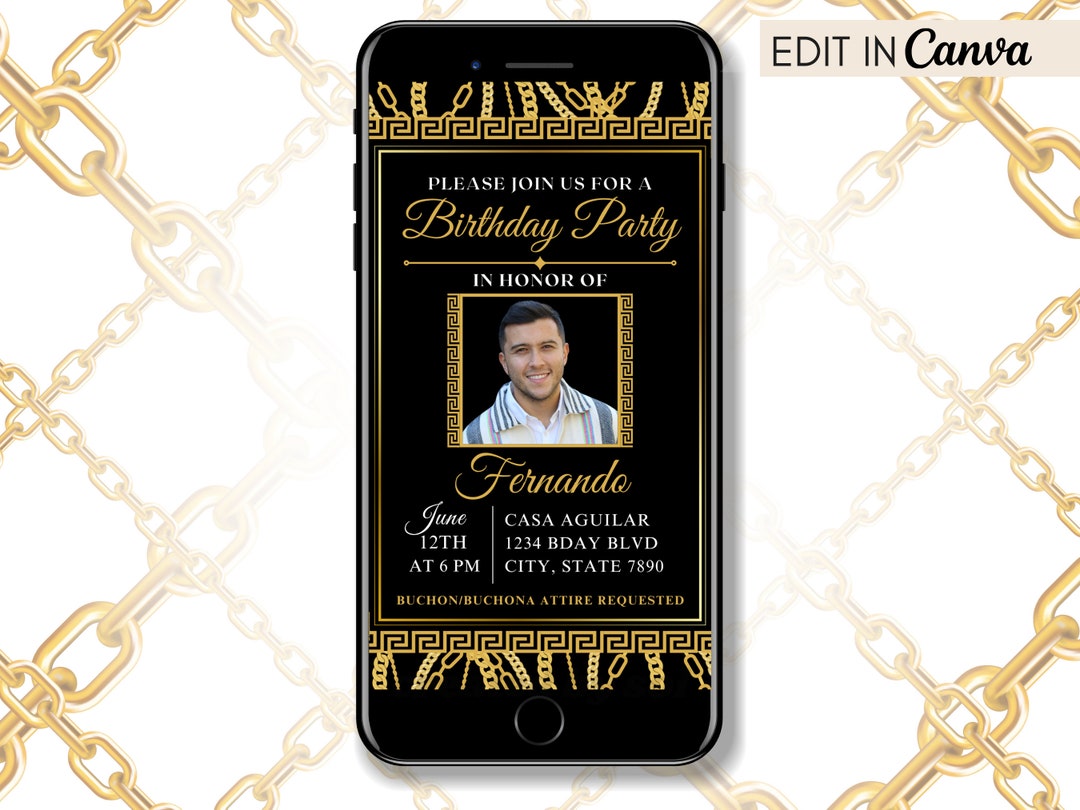 Buchon Birthday, Buchona Party Theme Invite, Belico Belica Party, Gold ...