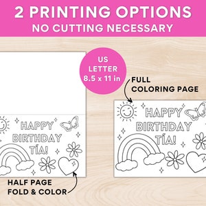 Printable Coloring Birthday Card, Digital Download Coloring Card ...
