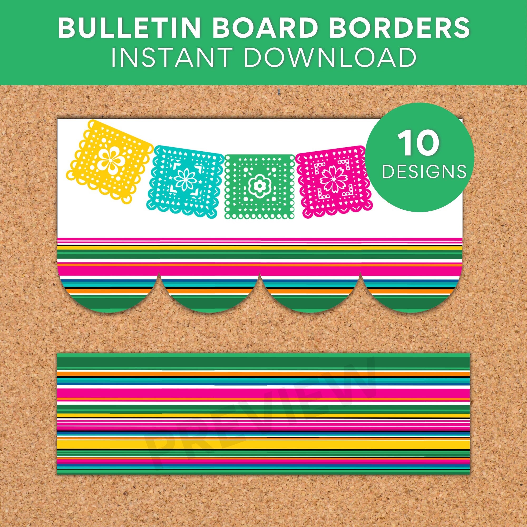 Classroom Bulletin Board Borders, Spanish Classroom Decor, Papel Picado ...