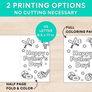 Fathers Day Printable Card, Happy Father's Day for Kids, PDF, Coloring ...