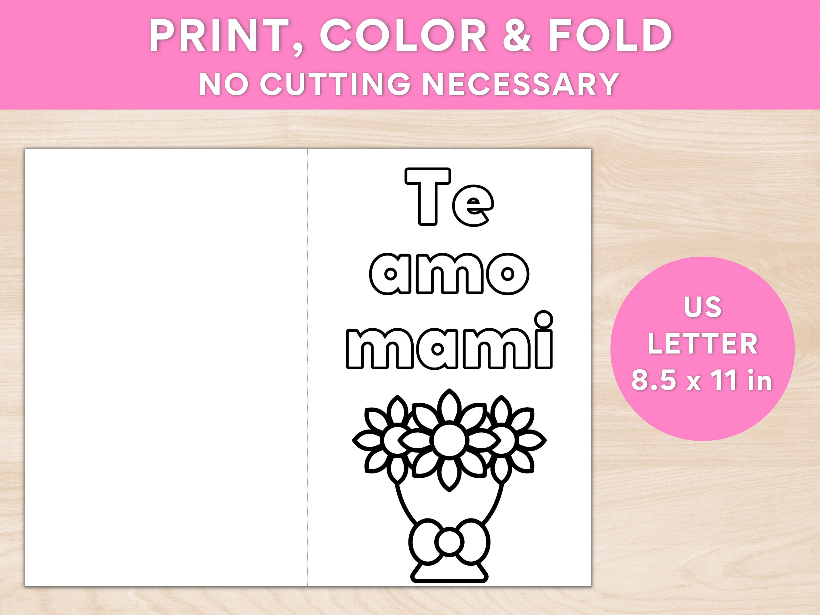 Printable Mother's Day Coloring Card, Colorable Birthday Card, Coloring ...