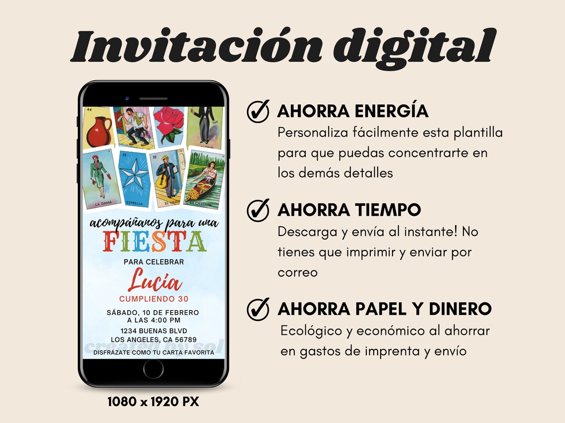 Loteria Invitación Fiesta De Cumpleaños De Lotería Spanish - Etsy