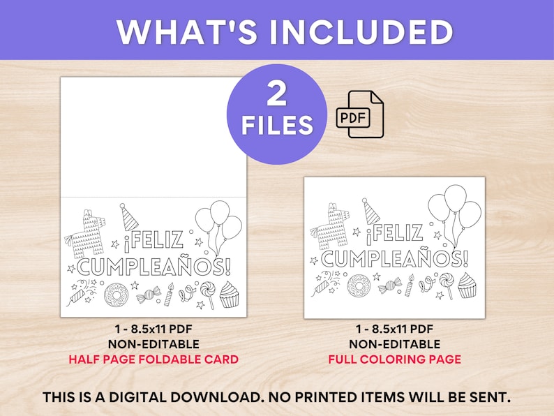 Instant Download Birthday Coloring Card, Printable Coloring Greeting ...