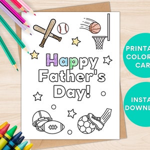 Fathers Day Printable Card, Happy Father's Day for Kids, PDF, Coloring ...