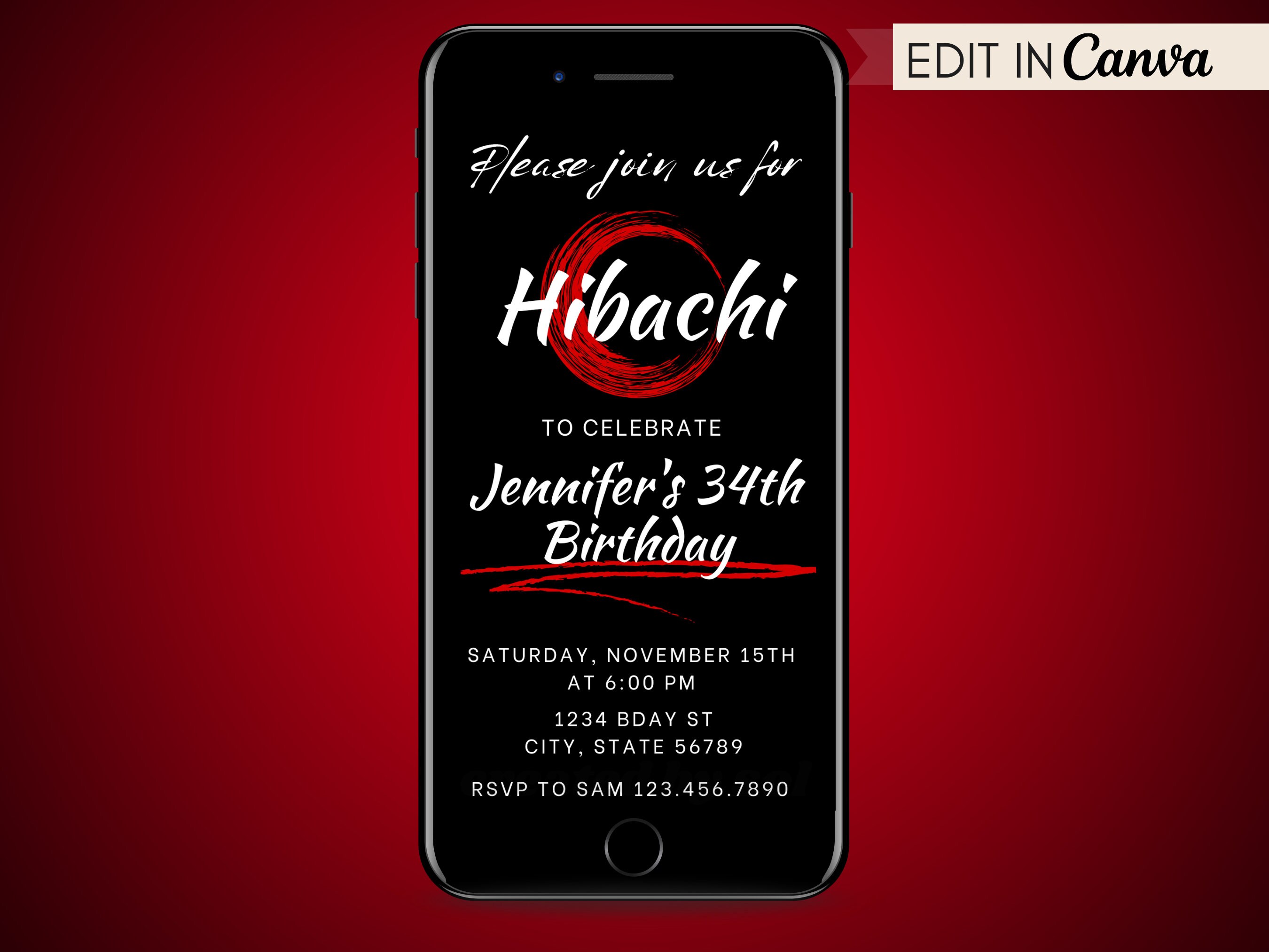 Hibachi Invitation, Dinner Party Invitation Template, Hibachi Night ...