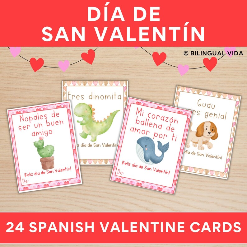 Spanish Valentine's Day Printable Cards, Valentine Watercolor Cards ...
