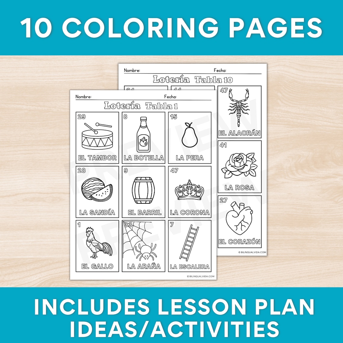 Loteria Coloring Pages, Spanish Lotería Mexican Game Kid-friendly ...