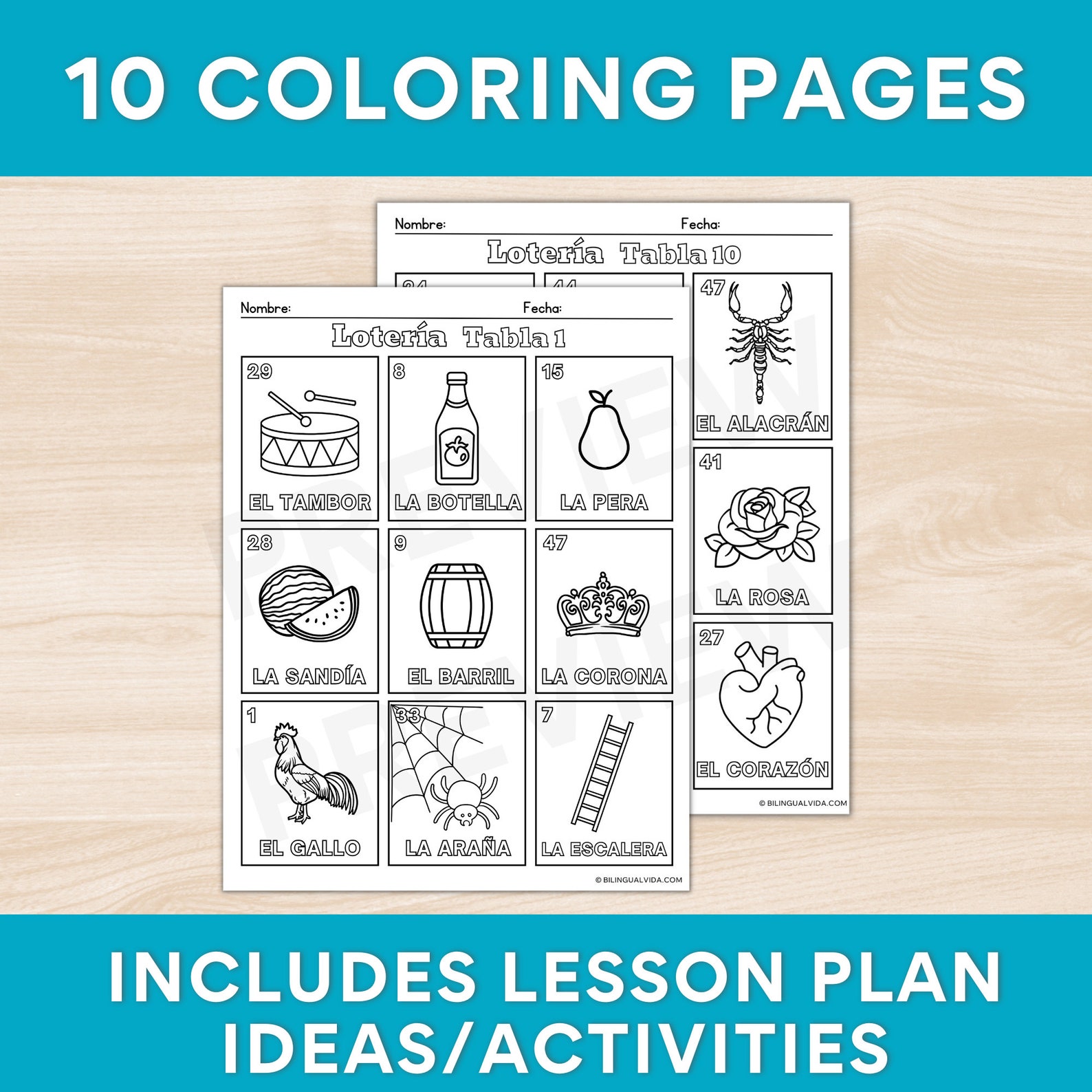 Loteria Coloring Pages, Spanish Lotería Mexican Game Kid-friendly ...