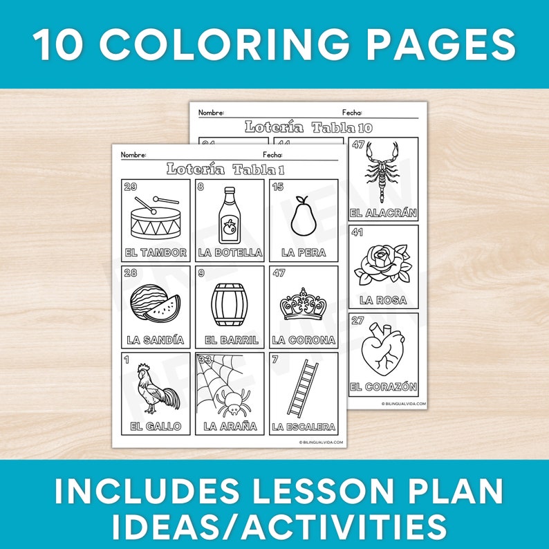 Loteria Coloring Pages, Spanish Lotería Mexican Game Kid-friendly ...