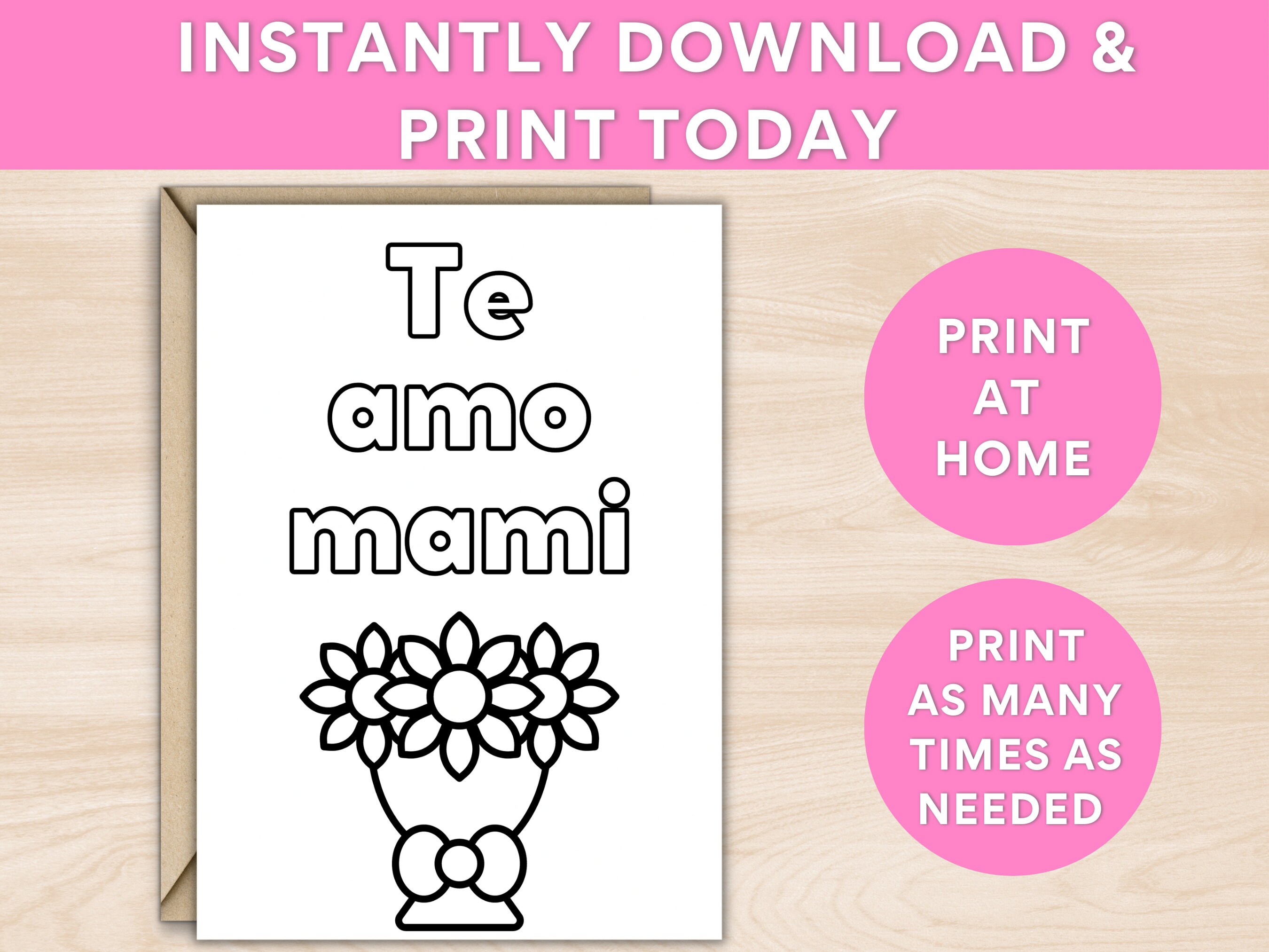 Printable Mother's Day Coloring Card, Colorable Birthday Card, Coloring ...
