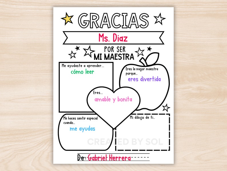 SPANISH Teacher Appreciation Printable End of Year Appreciation Gift ...