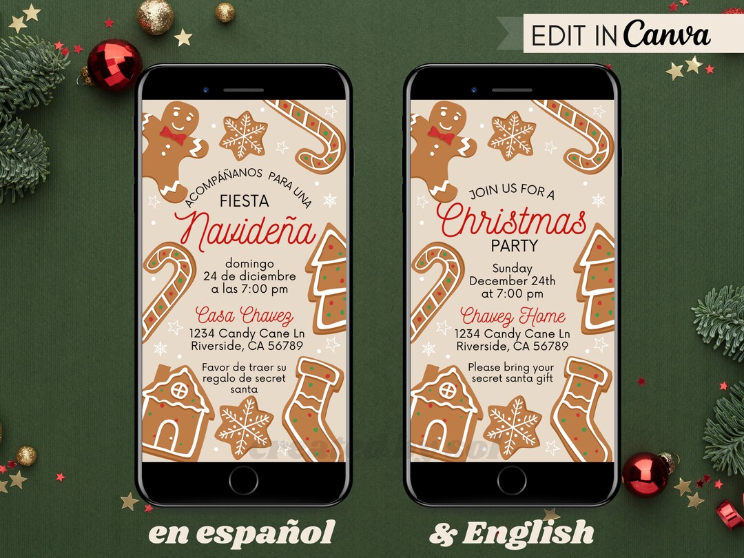 Spanish Christmas Party Invitation Spanish Invitation - Etsy
