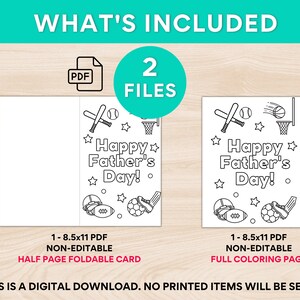 Fathers Day Printable Card, Happy Father's Day for Kids, PDF, Coloring ...