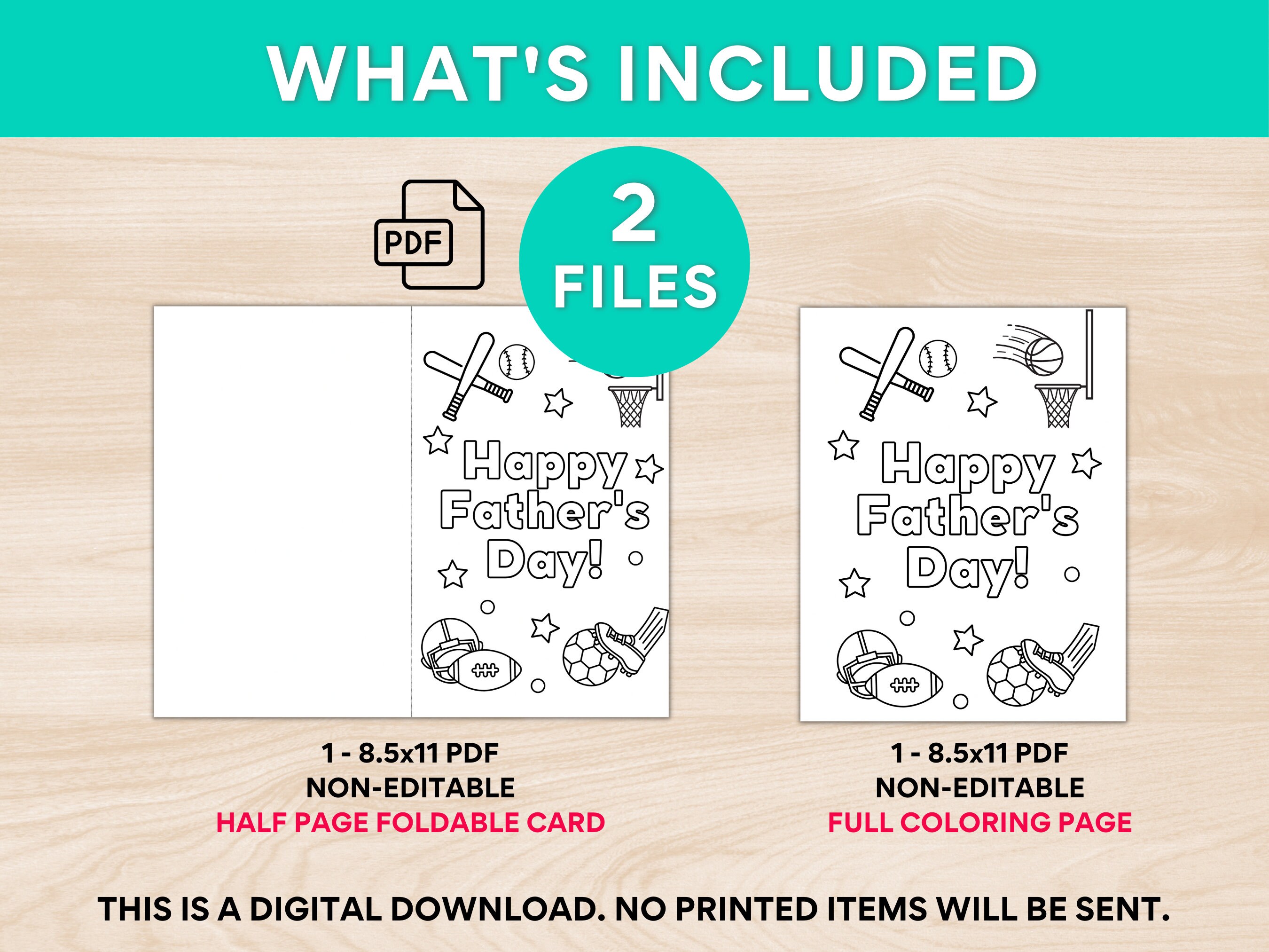 Fathers Day Printable Card, Happy Father's Day for Kids, PDF, Coloring ...