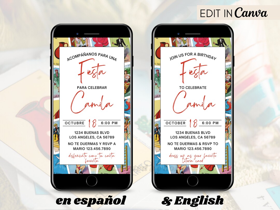 Loteria Birthday Party Invitation, Lotería Fiesta Digital Invite ...
