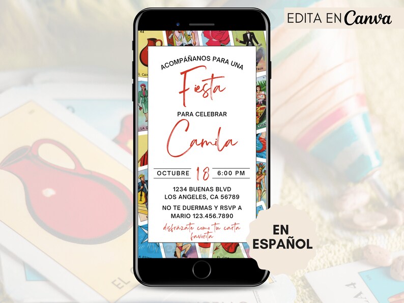 Loteria Invitación, Invitacion De Fiesta De Cumpleaños De Lotería ...