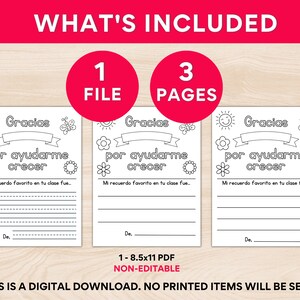 SPANISH Teacher Appreciation Coloring Page Printable, Teacher Thank You Card, End of Year Gift ...