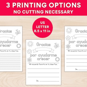 SPANISH Teacher Appreciation Coloring Page Printable, Teacher Thank You Card, End of Year Gift ...