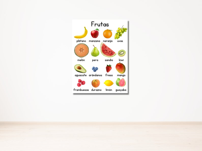 Spanish Educational Fruits Poster, Food Montessori, Bilingual ...