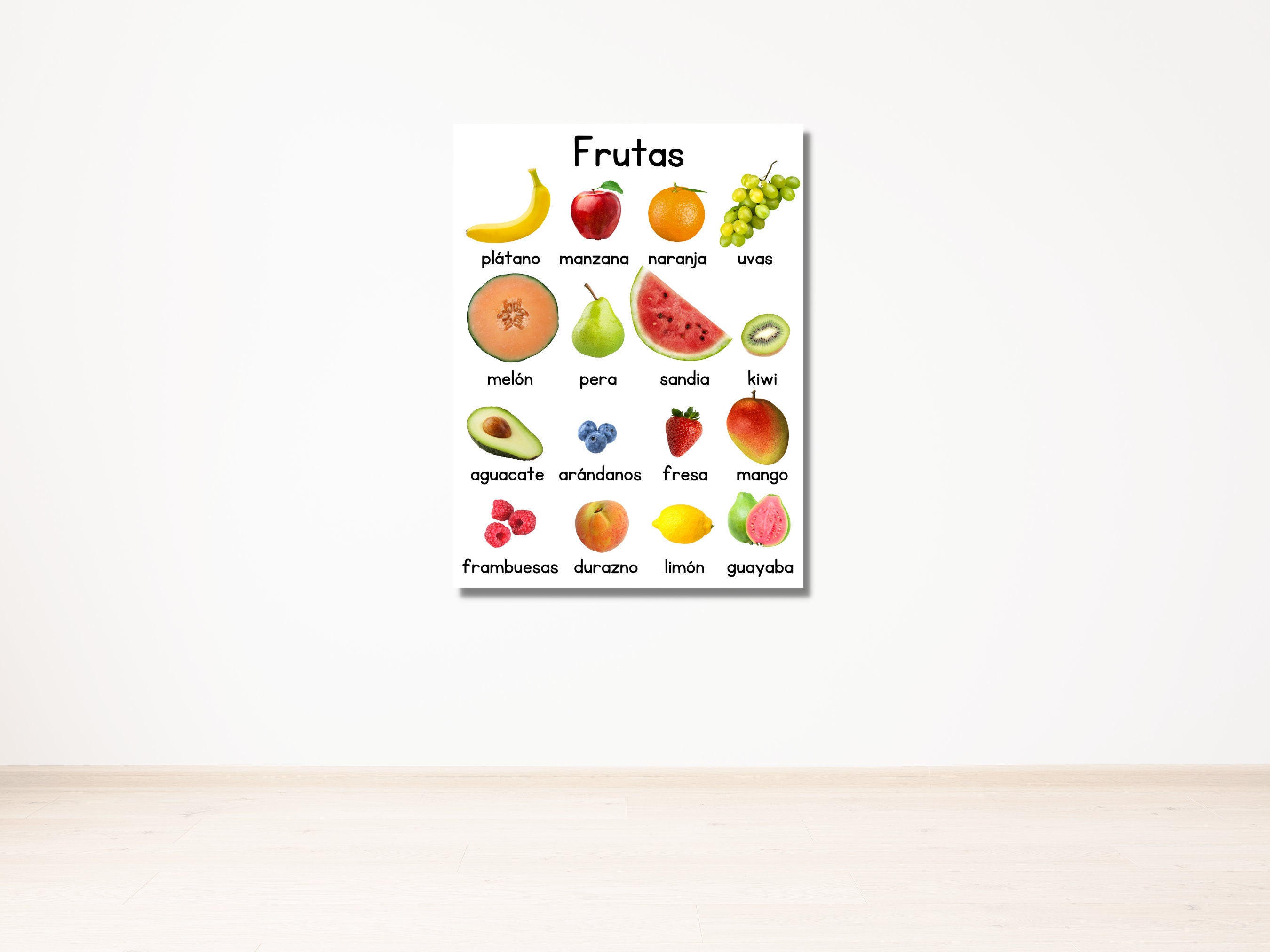 Spanish Educational Fruits Poster, Food Montessori, Bilingual ...