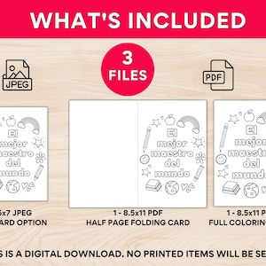 Spanish Printable Teacher Appreciation Gift Coloring Card, Colorable ...