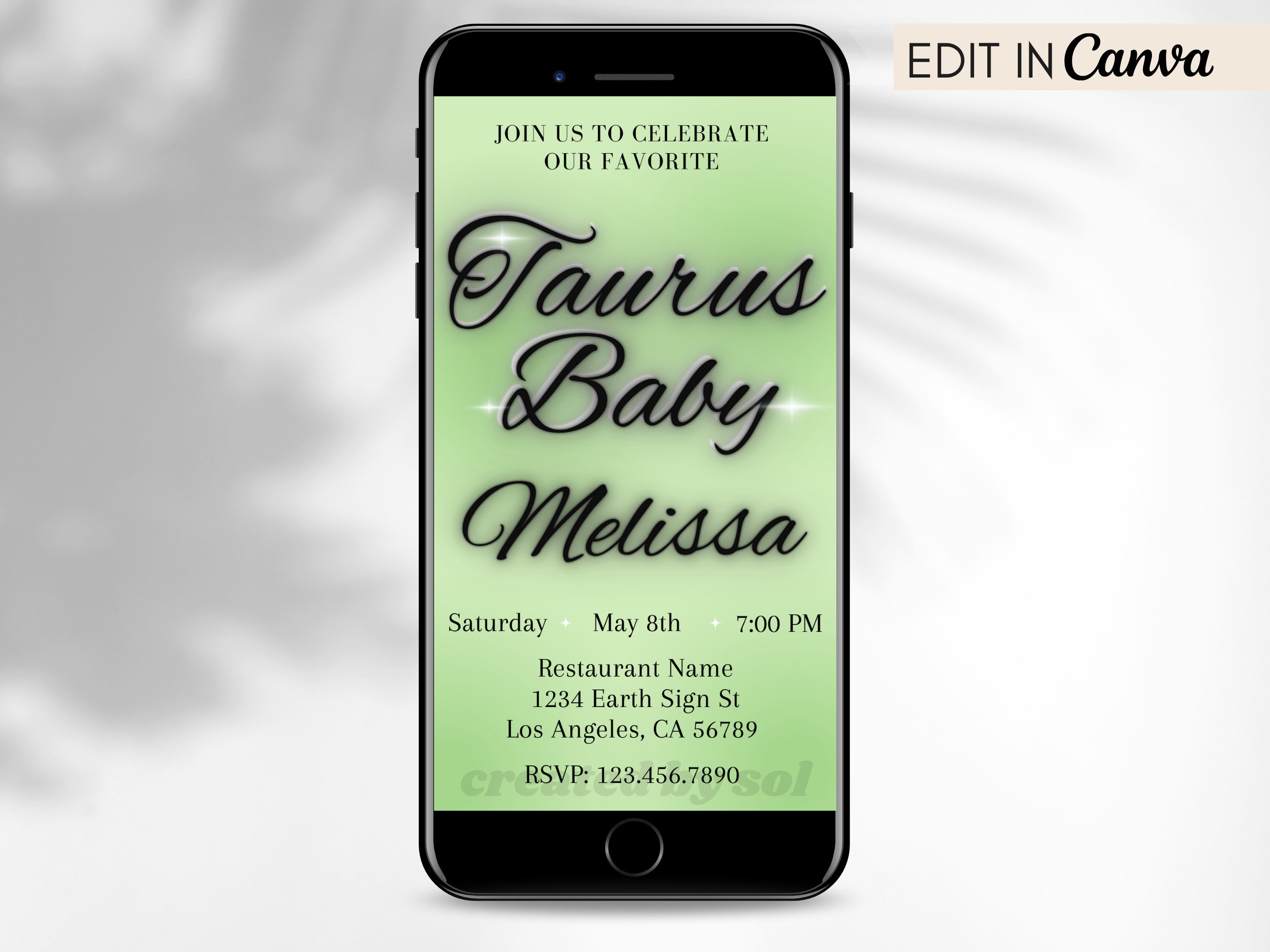 Taurus Season Birthday Digital Invitation, Taurus Zodiac Astrology ...