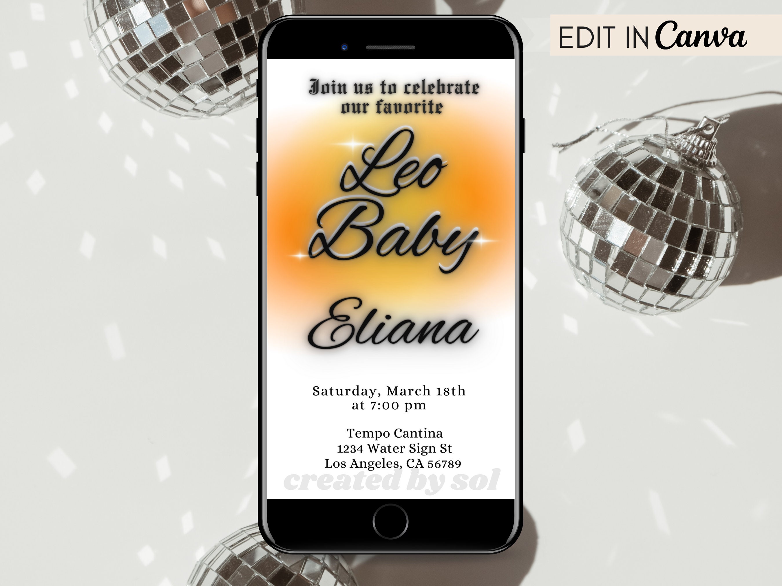 Leo Birthday Party Invitation, Leo Baby Birthday Invite, Y2K Birthday ...