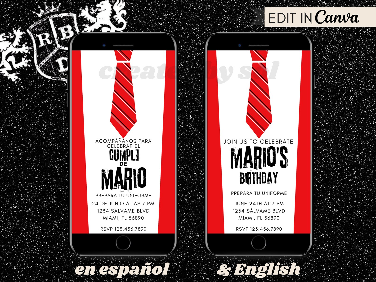 Rebelde Birthday Party Invitation, RBD Tie Party Invite, Invitación De ...