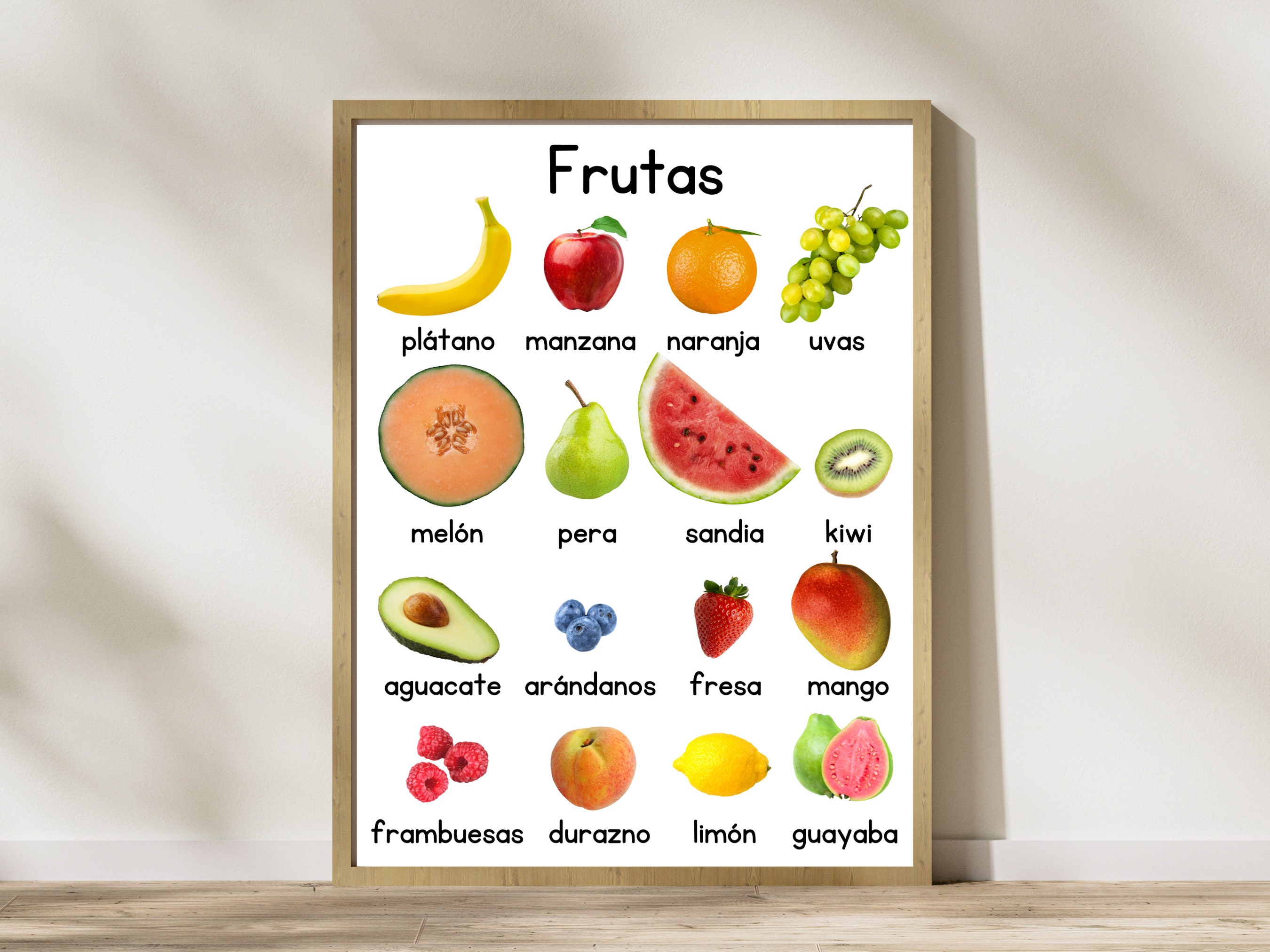 Educational Spanish Fruits and Vegetables Posters, Food Montessori ...