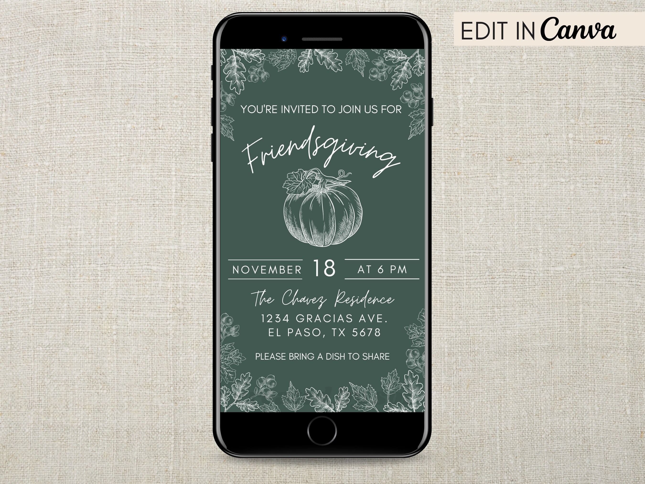 Friendsgiving Dinner Party Invitation, Pumpkin Digital Invite - Etsy