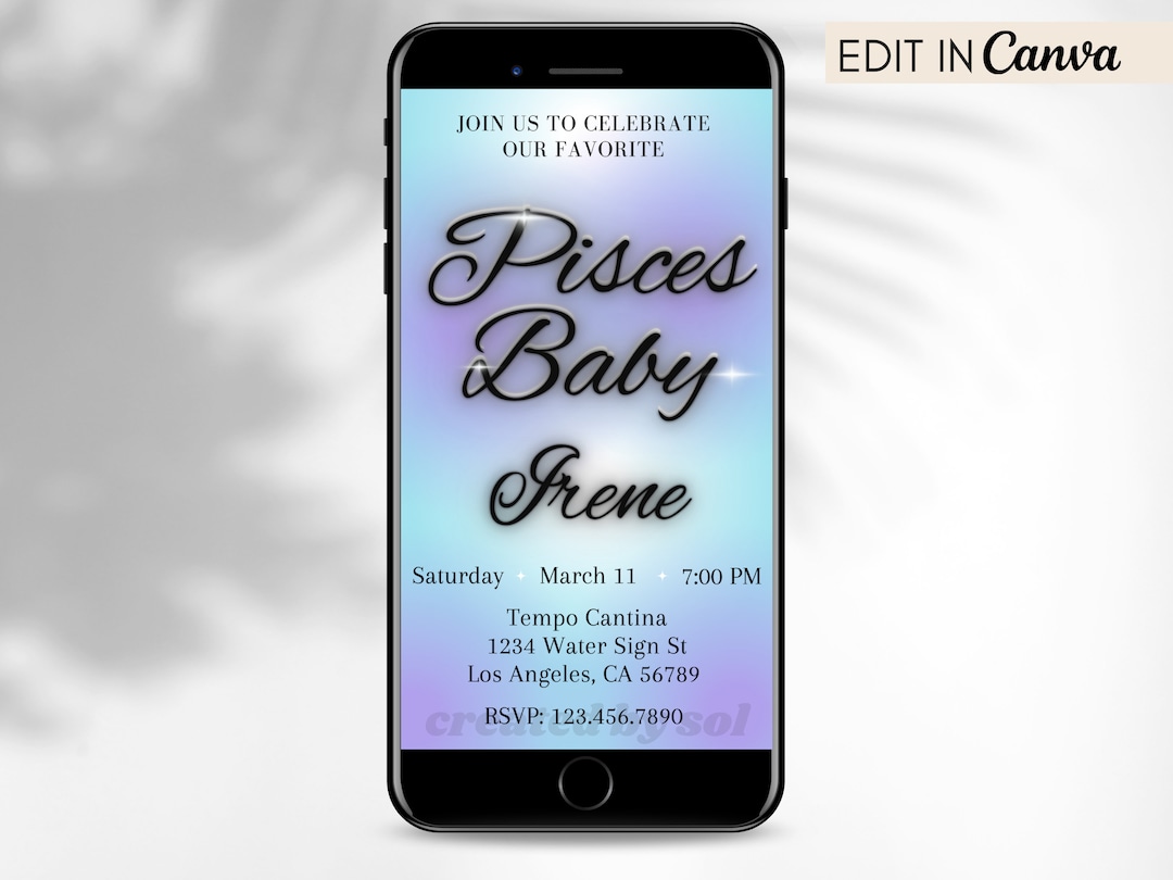 Pisces Birthday Party Invitation, Pisces Baby Birthday Invite, Y2K ...