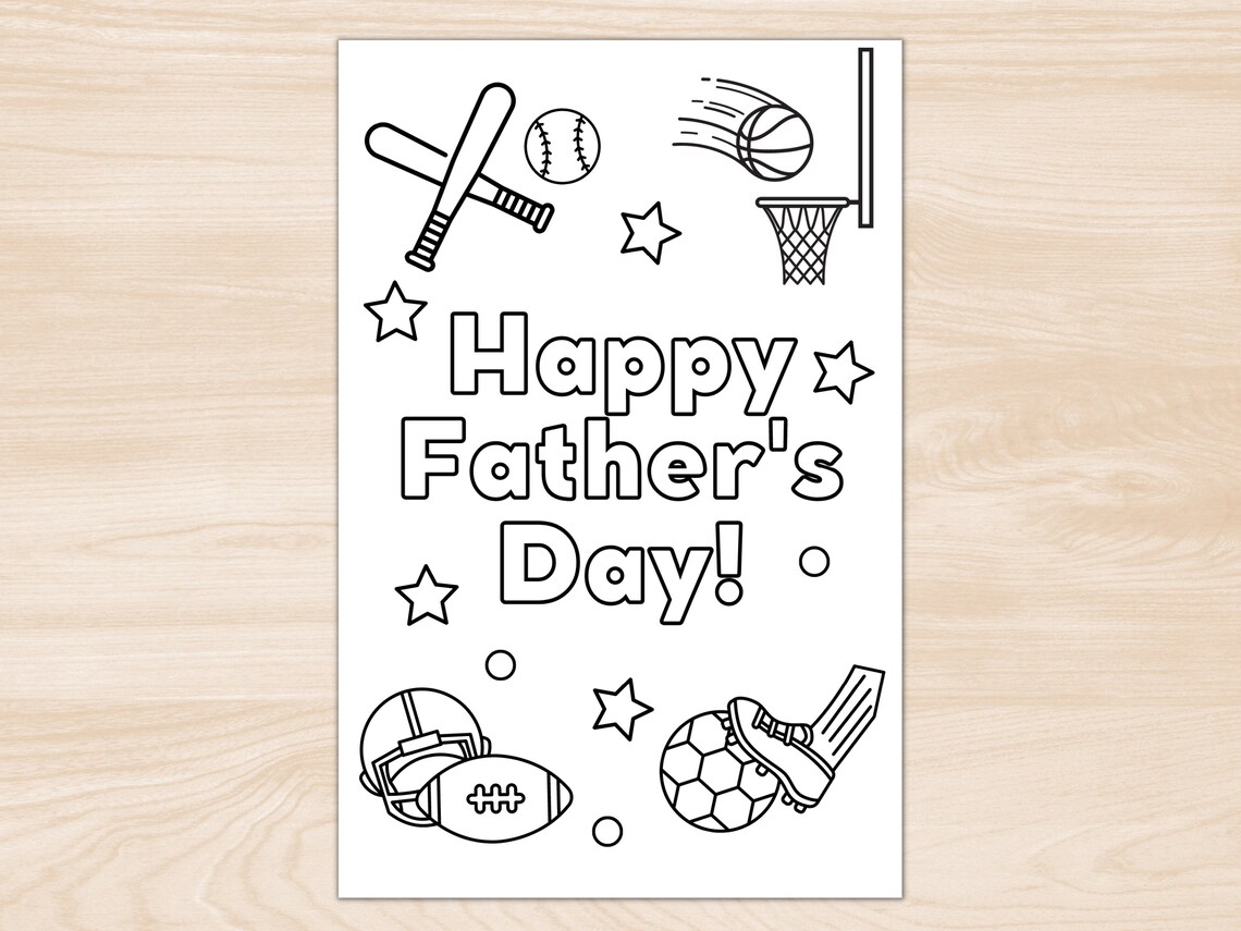 Fathers Day Printable Card, Happy Father's Day for Kids, PDF, Coloring ...