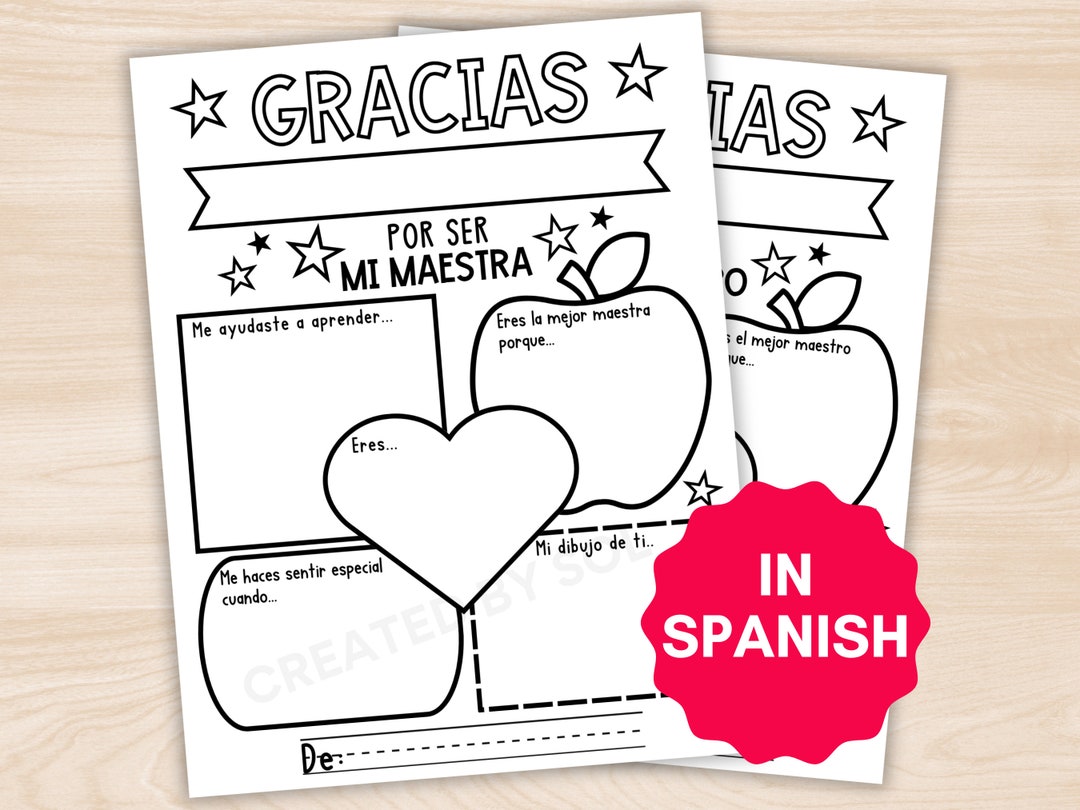 SPANISH Teacher Appreciation Printable End of Year Appreciation Gift ...