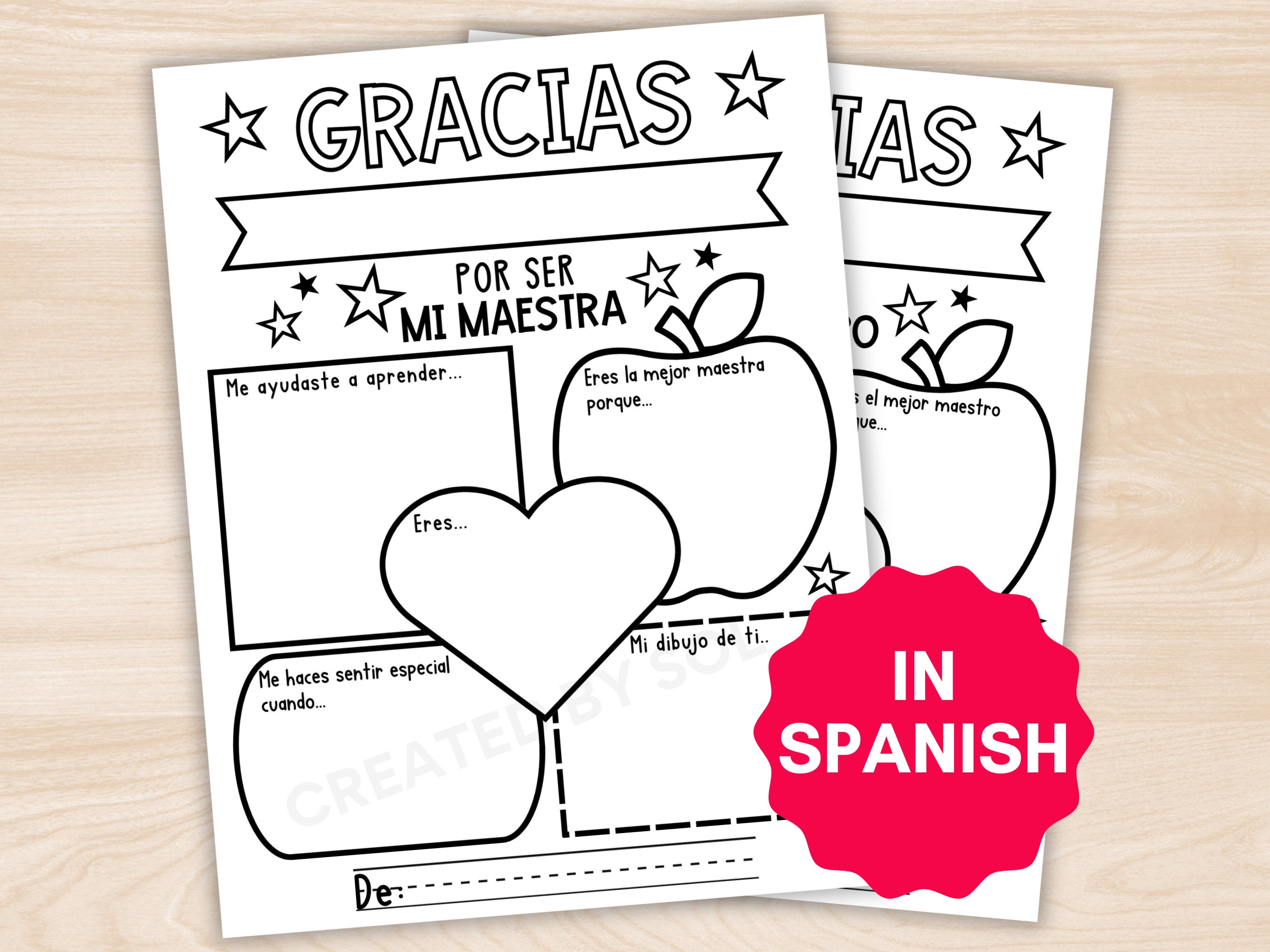 SPANISH Teacher Appreciation Printable End of Year Appreciation Gift ...