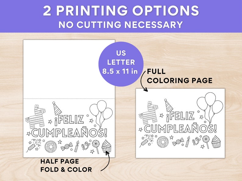 Instant Download Birthday Coloring Card, Printable Coloring Greeting ...