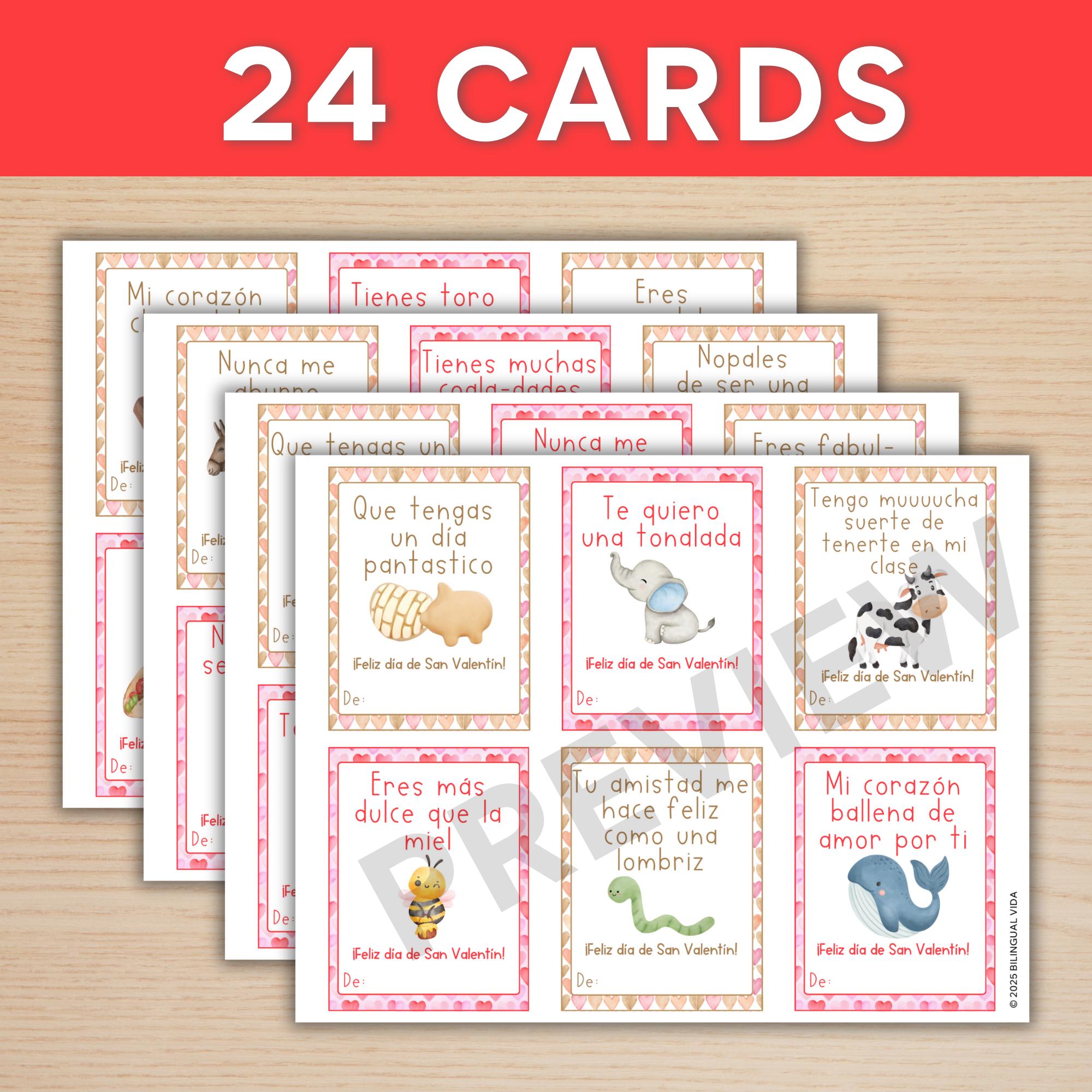 Spanish Valentine's Day Printable Cards, Valentine Watercolor Cards ...