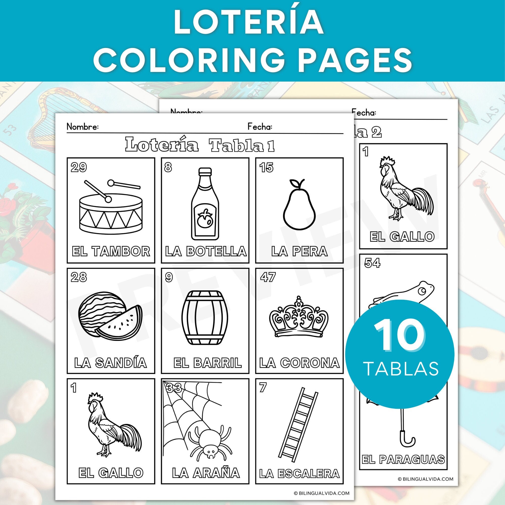 Páginas para colorear de lotería, juego mexicano de lotería española ... Páginas para colorear de lotería, juego mexicano de lotería española ...