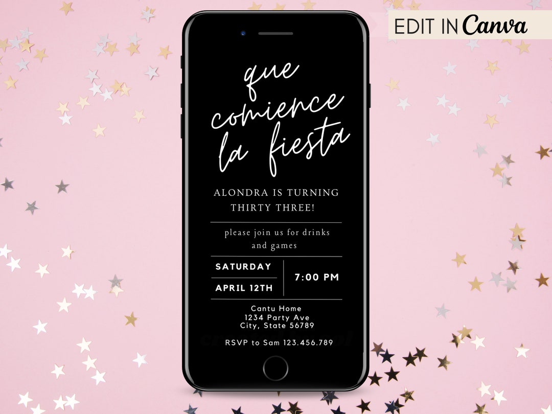 Spanish Birthday Party Fiesta Digital Invitation Template, Simple ...