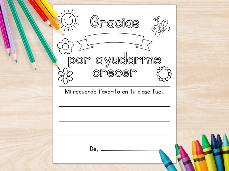 SPANISH Teacher Appreciation Coloring Page Printable, Teacher Thank You ...