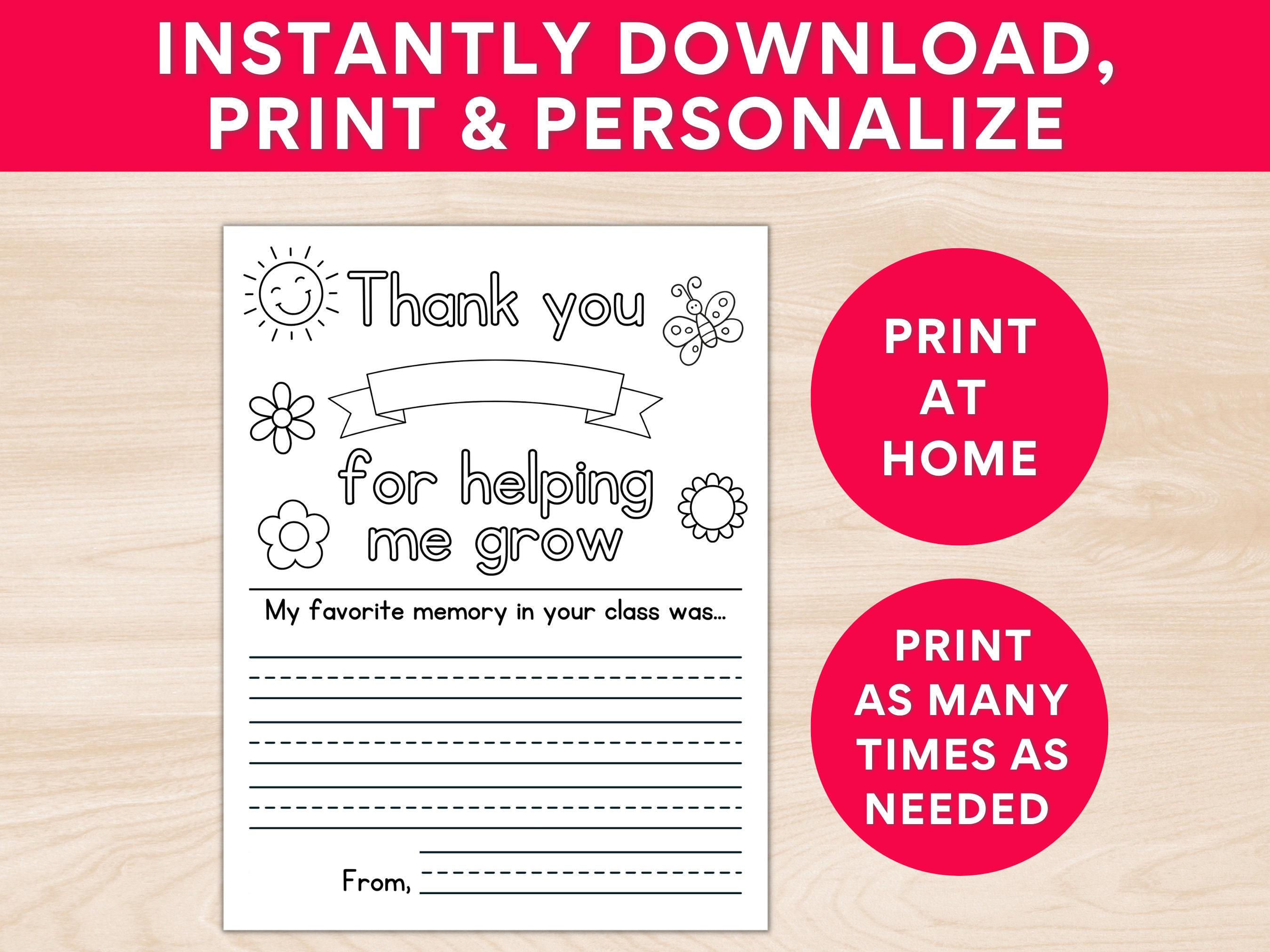 Teacher Appreciation Coloring Page Printable, Teacher Thank You Card ...