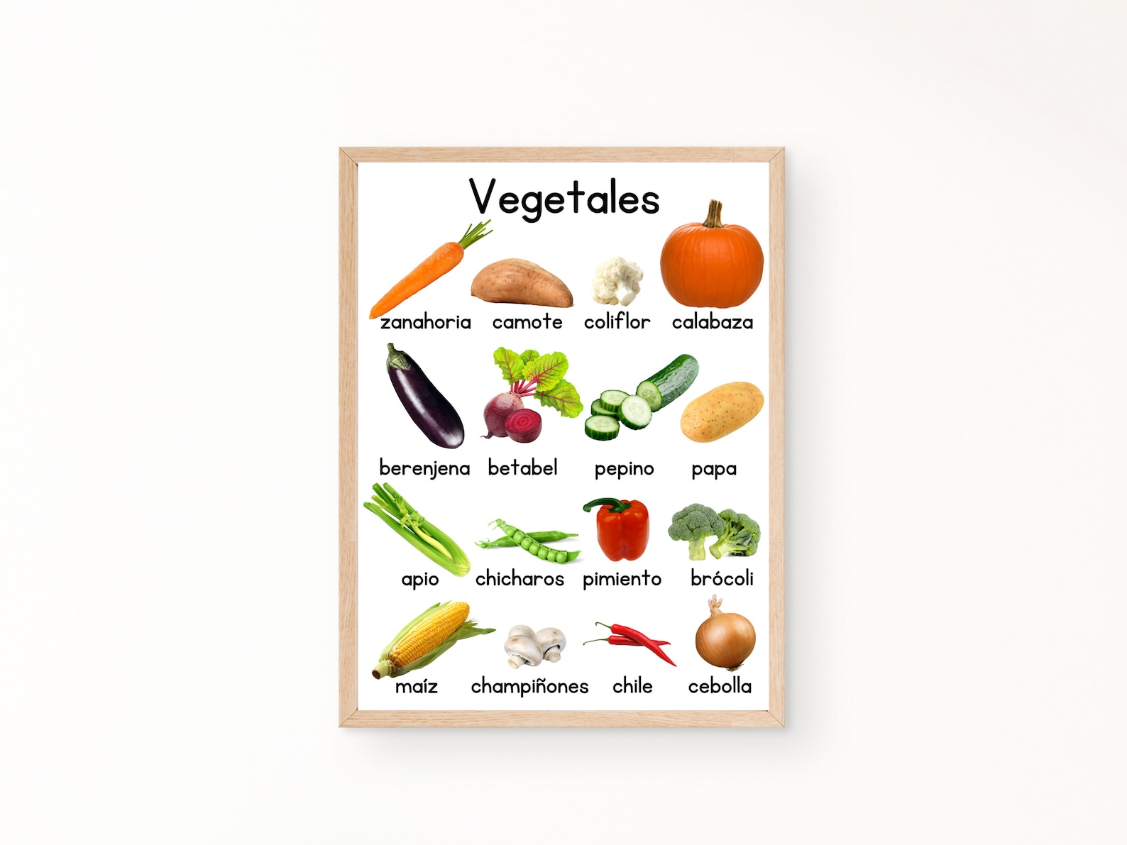 Educational Spanish Fruits and Vegetables Posters, Food Montessori ...