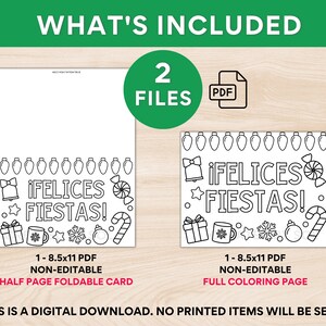 Spanish Holiday Teacher Coloring Card Printable, Teacher Christmas Card ...