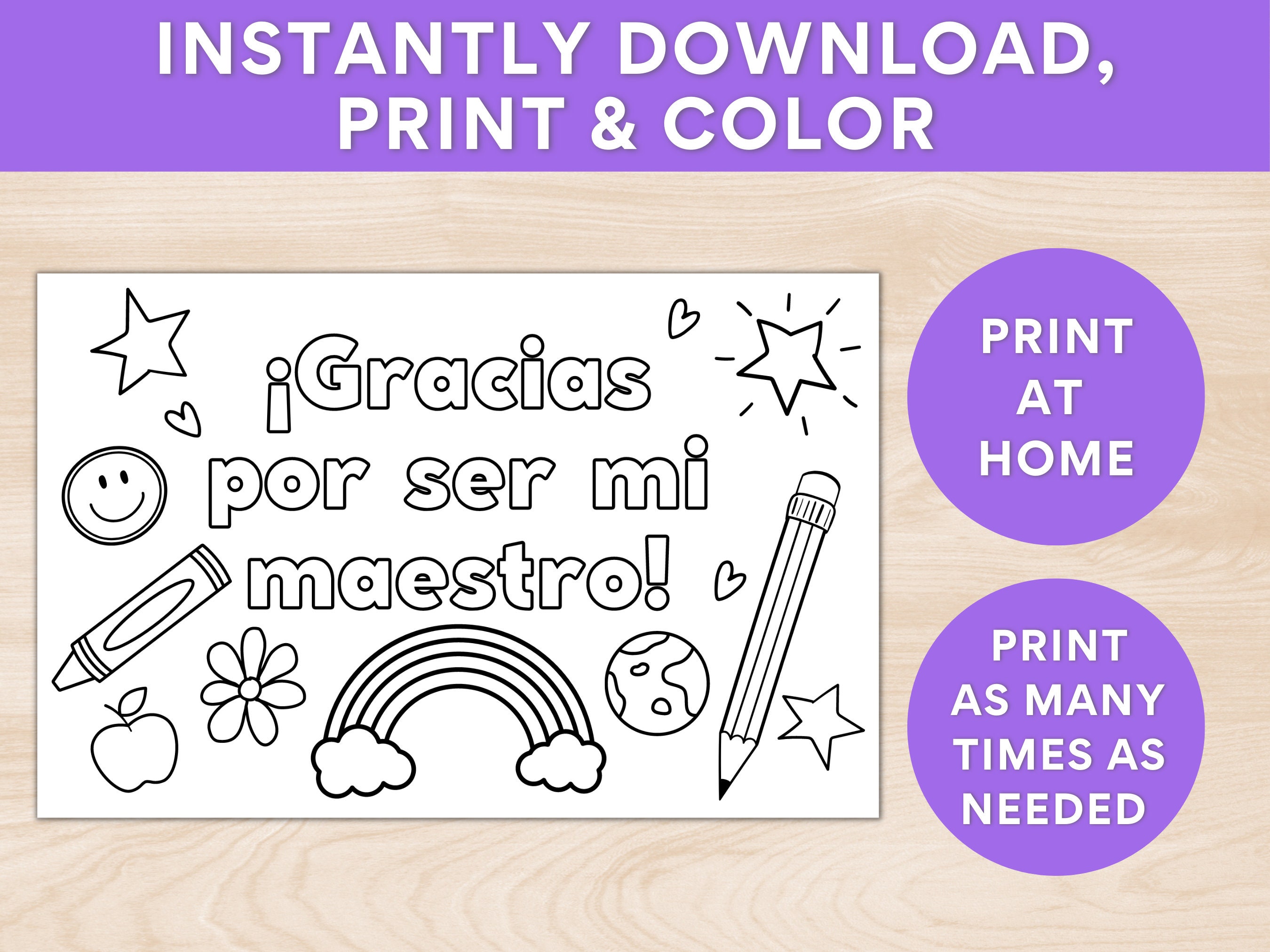 Spanish Teacher Thank You Card Printable Teacher Appreciation - Etsy