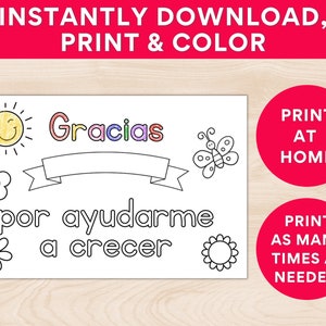 Spanish Teacher Thank You Card Printable, Teacher Appreciation Gifts ...