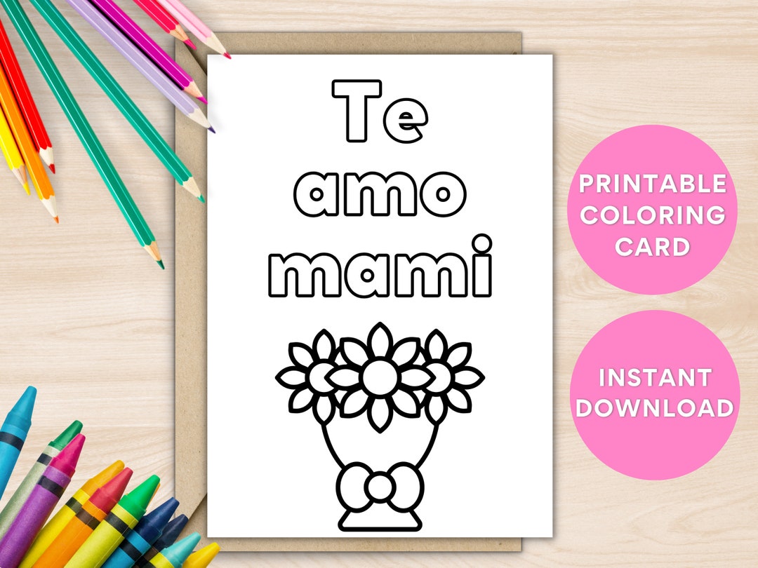 Printable Mother's Day Coloring Card, Colorable Birthday Card, Coloring ...