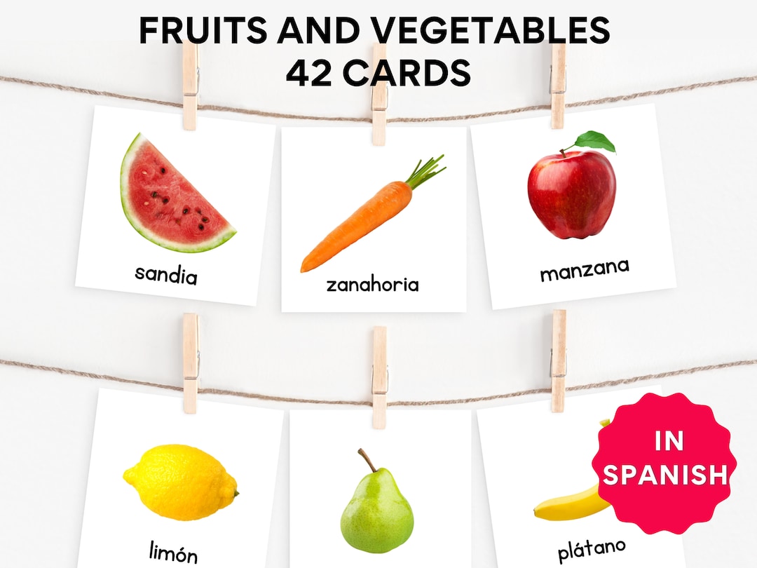 Spanish Fruits and Vegetables Cards, Real Pictures, Montessori ...