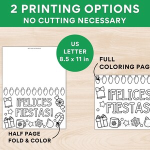 Spanish Holiday Teacher Coloring Card Printable, Teacher Christmas Card ...