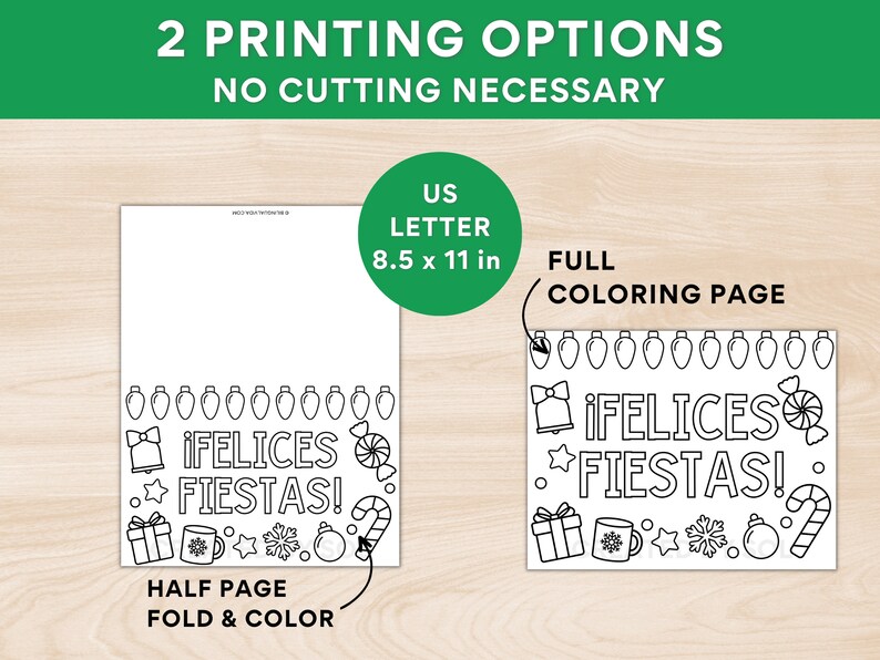 Spanish Holiday Teacher Coloring Card Printable, Teacher Christmas Card ...