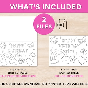 Printable Coloring Birthday Card, Digital Download Coloring Card ...